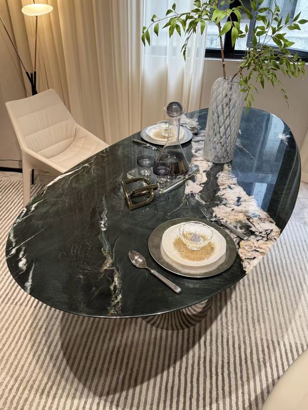 Luxury Mica Green Marble Dining Table with Emerald Green Surface and ...